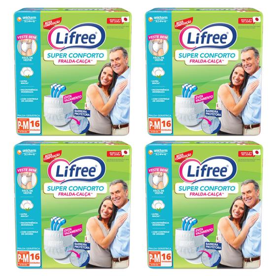 Fralda Calça Adulto Lifree Super Conforto 4 Pacotes 16 Unidades Cada ...