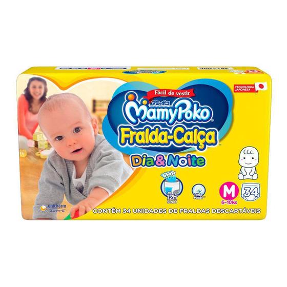 Fralda Calça Mamypoko Dia e Noite Amarelo 01 pacote M 06-10kg 34 ...