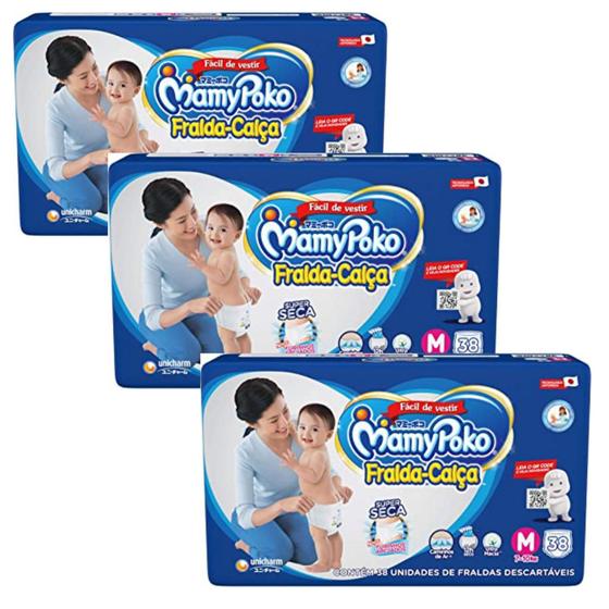 Fralda Calça Mamypoko Super Seca Azul 3 Pacote Tamanho M 6-10kg 114 ...