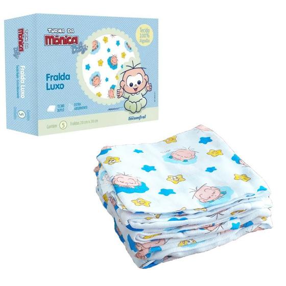 Fralda De Pano Bebê Luxo Turma Da Monica 70x70 - 5 Unidades - Incomfral ...