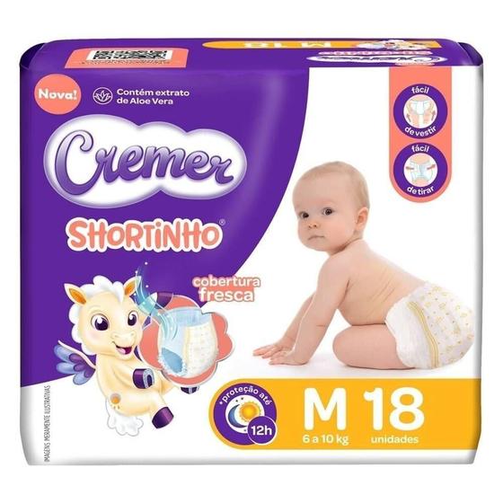 Fralda Descartável Cremer Shortinho Jumbinho Tamanho M - 8 Pacotes com ...