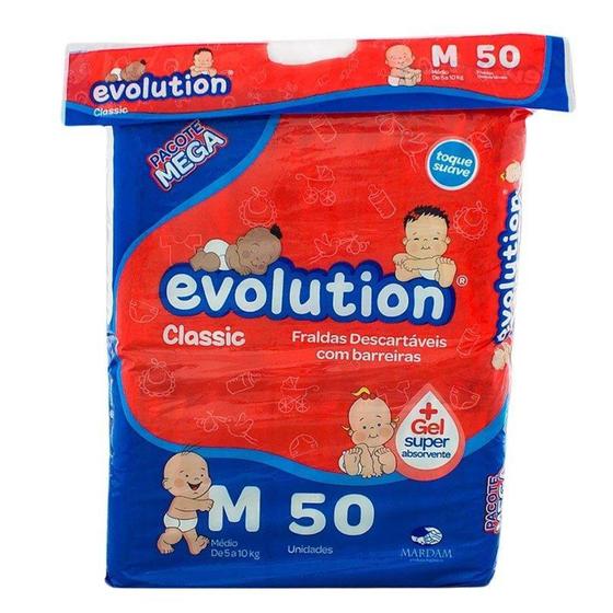 Fralda Descartável Evolution Classic M Com 50 Unidades - Fralda ...