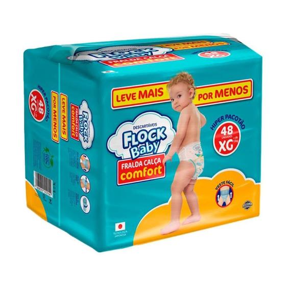 Fralda Descartável Flock Baby Calça Confort Hiper 48 Unidades Xg ...