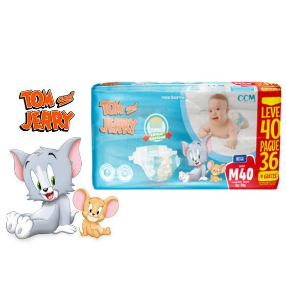 Fralda Descartável Infantil Tom e Jerry Mega 1 Pacote Tamanho M Com 40 ...