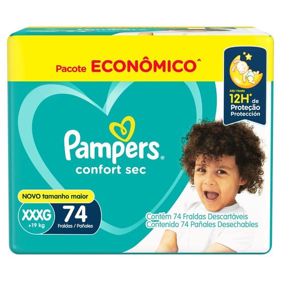 Fralda Descartável Pampers Confort Sec Max XXXG 74 Unidades - Fralda ...