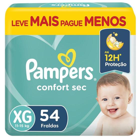 Fralda descartavel pampers confort sec super xg c/54 un - P&G - Fralda ...