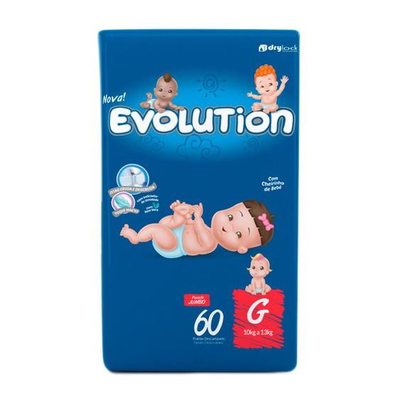 Fralda Evolution Tamanho G Pacote Jumbo 60 Fraldas Descartáveis - Dry ...