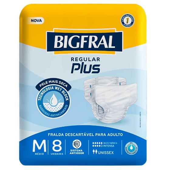Fralda Geriátrica Bigfral Plus Regular M - 8 Unidades - Fralda Geriátrica - Magazine Luiza