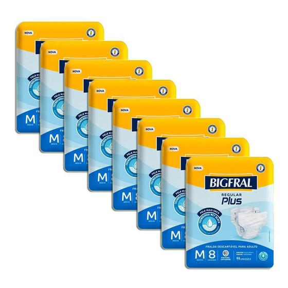 Fralda Geriátrica Bigfral Regular Plus M 8U Kit 8 - Ontex - Fralda ...