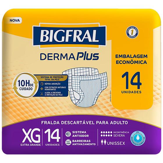 Fralda Geriátrica Derma Plus BigFral - Tamanho XG - 14 unidades ...