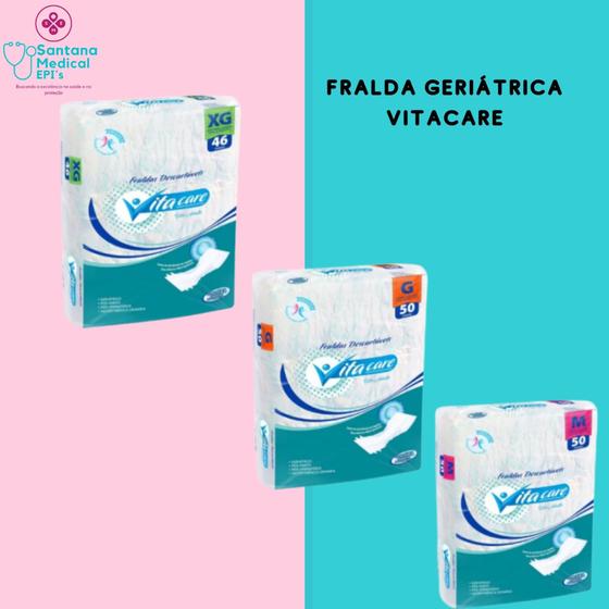 Fralda Geriátrica ótima qualidade Adultos Descartável Vita Care Tam M G ...