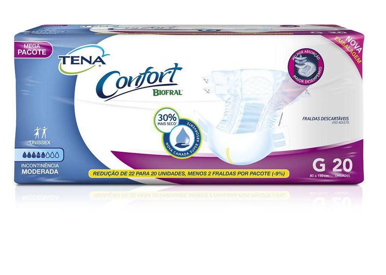 Fralda Geriátrica Tena Confort G 20 Unidades Incontinência Severa ...