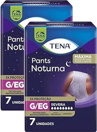 Fralda geriátrica Tena Pants Noturna G/EG - 2 pacotes de 7un cada ...
