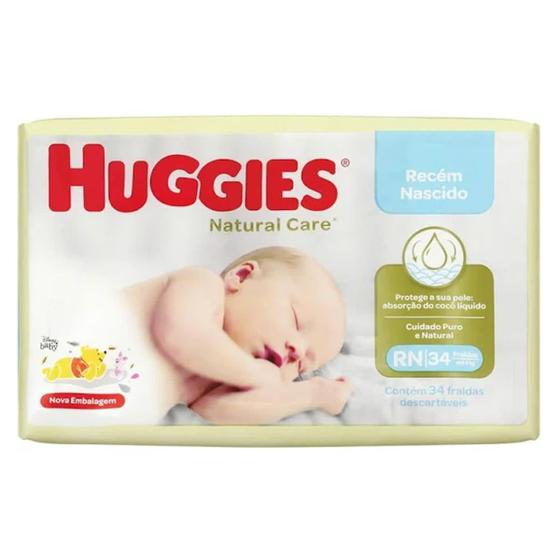 Fralda Huggies Natural Care Descartável Rn 34 Unidades - Fralda ...