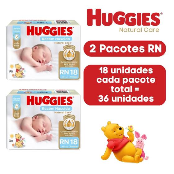 Fralda huggies natural care RN recém nascido com 2 pacotes - Fralda ...