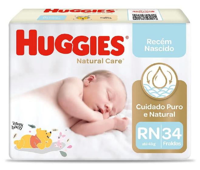 Fralda huggies rn natural care c/34 unidades até 4kg - Fralda ...