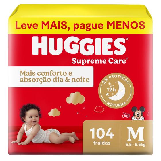 Fralda Huggies Supreme Care Tamanho M 104 Unidades Descartáveis ...