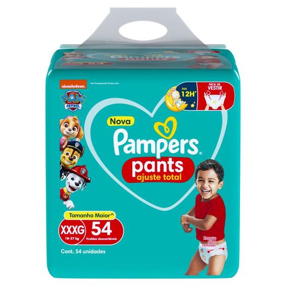 Fralda Infantil Pampers Pants Ajuste Total Tamanho XXXG com 54 Fraldas ...