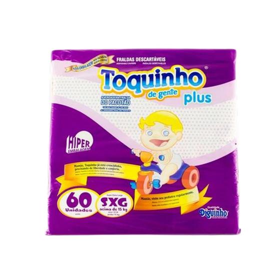 Fralda Infantil Toquinho Plus - XXG c/ 60 unidades - Fralda Descartável ...
