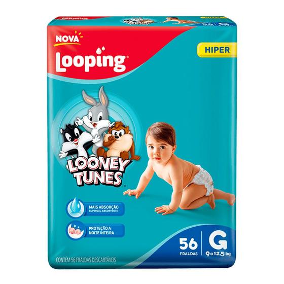 Fralda Looping Baby Looney Tunes Tamanho G Pacote Hiper 56 Unidades ...