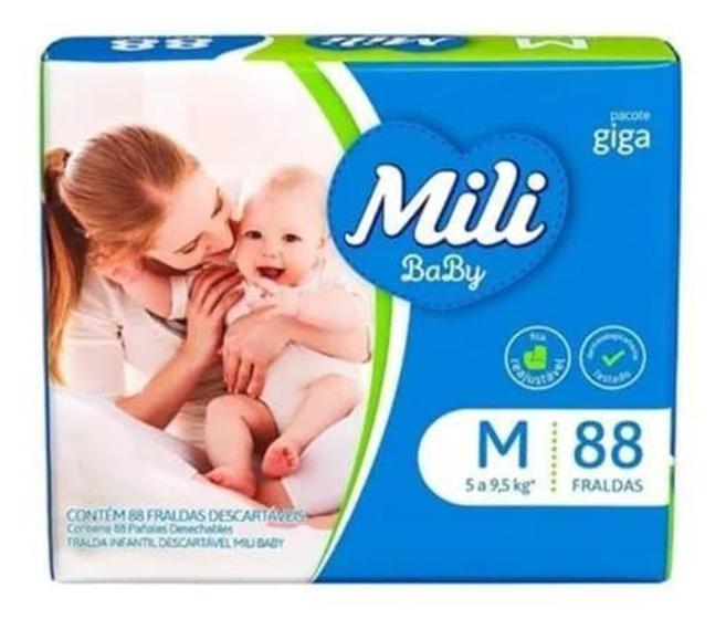 Fralda Mili Baby Giga Tamanho M Com 88 Fraldas - Fralda Descartável ...