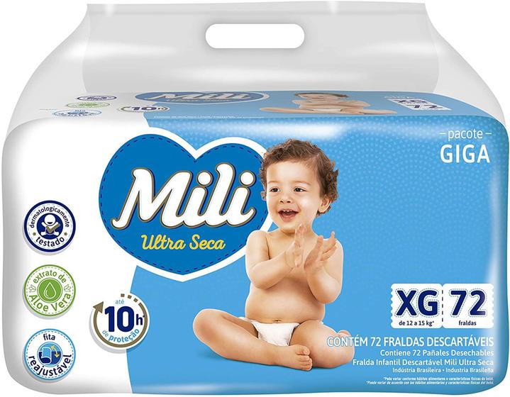 Fralda Mili Giga Ultra Seca XG 72 Unidades - Fralda Descartável ...