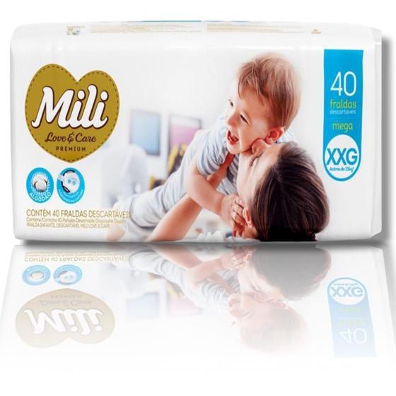 Fralda Mili Love & Care Premium Tam XXG 40 Unid Mili SA - Mili S.A ...