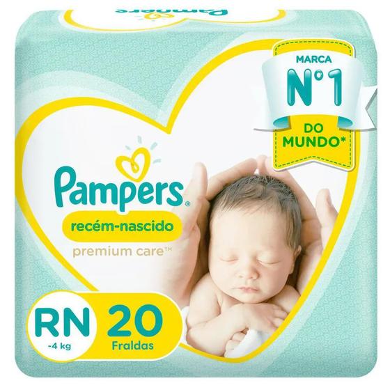 Fralda Pampers Premium Care RN 20 Unid Até 4 Kg P&G - Fralda ...