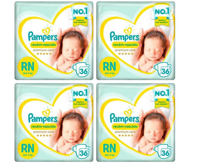 Fralda Pampers Recém-Nascido Premium Care RN - 144 Unidades - Fralda ...