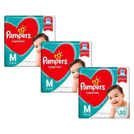 Fralda Pampers Supersec Jumbo Vermelha 3 Pacotes Tamanho M Com 30 ...