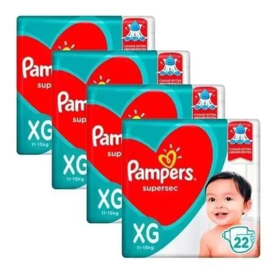 Fralda Pampers Supersec Jumbo Vermelha 4 Pacotes Tamanho XG Com 22 ...