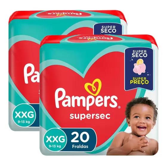 Fralda Pampers Supersec Vermelha Jumbo 2 Pacotes Tamanho XXG Com 20 ...