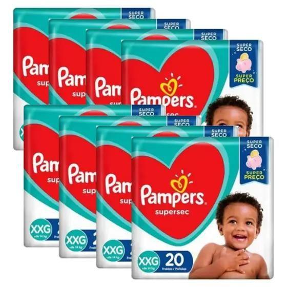 Fralda Pampers Supersec Vermelha Jumbo Tamanho XXG 8 Pacotes Com 20 ...