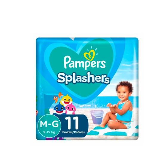 Fralda Para Água Pampers Splashers Baby Shark M/G - 11 Unidades ...