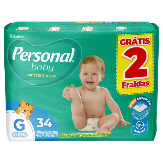 Fralda Personal Baby Protect & Sec G 34 Unidades - Fralda Descartável ...