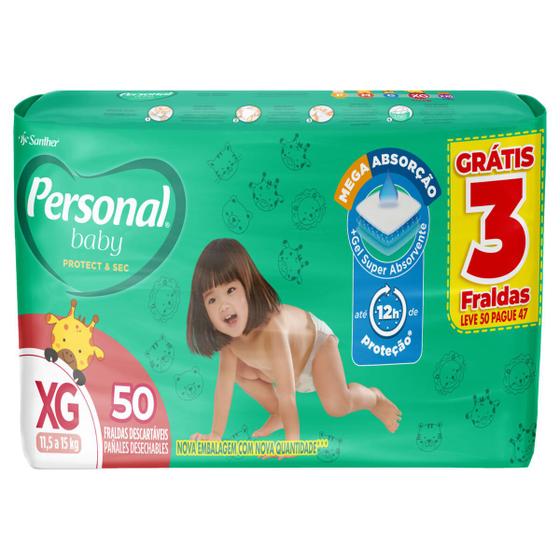Fralda Personal Baby Protect & Sec XG 50 Unidades - Fralda Descartável ...