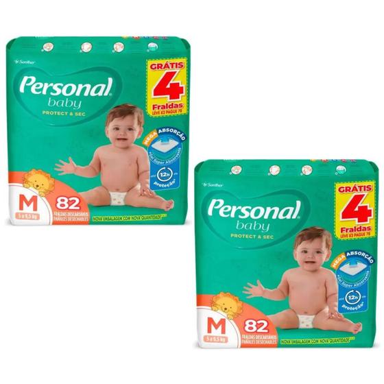 Fralda Personal Giga 2 Pacotes Tamanho M Com 82 Unidades Cada de 5 a 9 ...