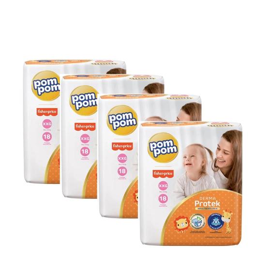 Fralda Pompom Derma Protek Jumbo Tam XXG - ATACADO BARATO - Kit com 72 ...