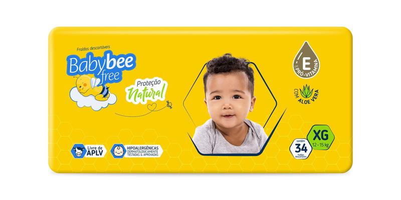 Fralda Proteção Natural Bbf Xg 34 Un - Baby Bee Free - Fralda ...