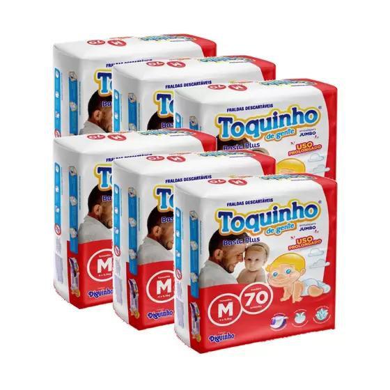Fralda Toquinho de Gente Basic Plus 6 Pacotes Tamanho M - 70 Unidades ...