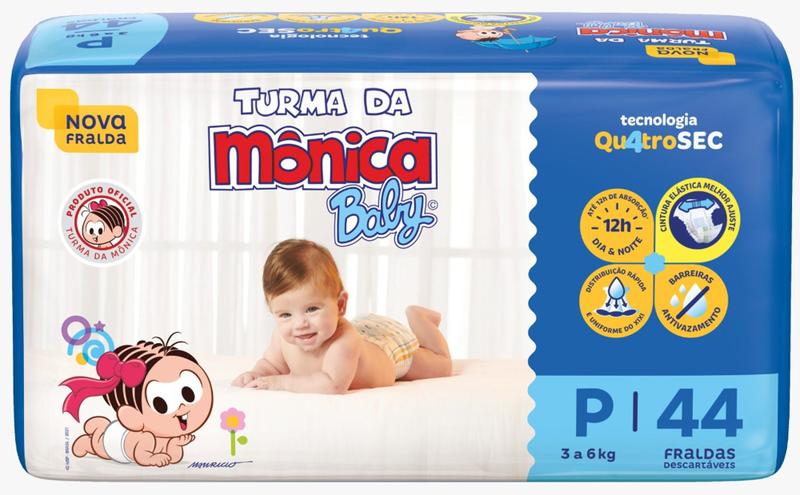 Fralda Turma da Mônica Baby Econômica 1 Pacote Tamanho P Com 44 ...