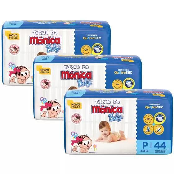 Fralda Turma da Mônica Baby Econômica 3 Pacotes Tamanho P Com 44 ...