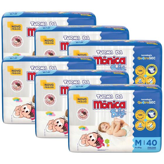 Fralda Turma da Mônica Baby Economica 6 Pacotes Tamanho M Com 40 ...