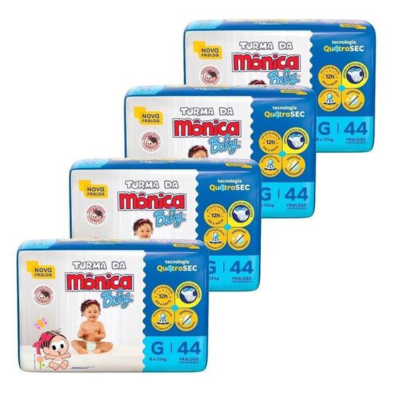 Fralda Turma da Mônica Baby G Com 4 Pacotes - 176 Fraldas - TURMA DA ...