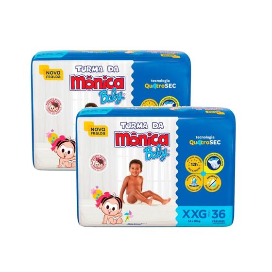 Fralda Turma da Mônica Baby Qu4troSec Tam. XXG - 14 a 18kg kit 02 ...