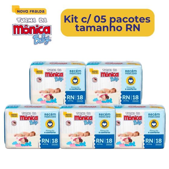 Fralda Turma da mônica tamanho RN kit com 5 pacotes jumbinho - ONTEX ...