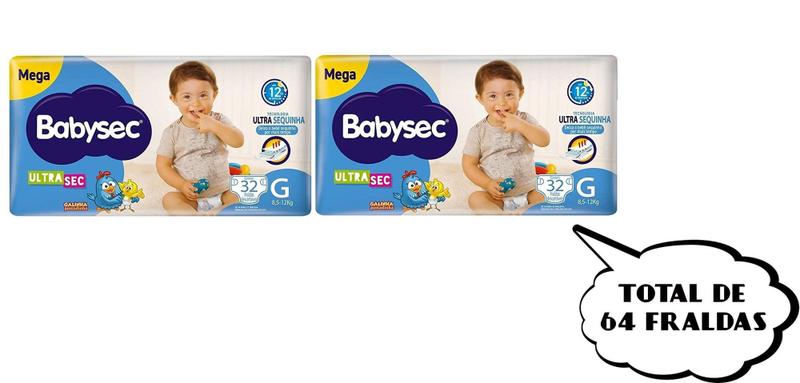 Fraldas Babysec Ultrasec Galinha Pintadinha - G -( 2 pacotes-32 cada ...