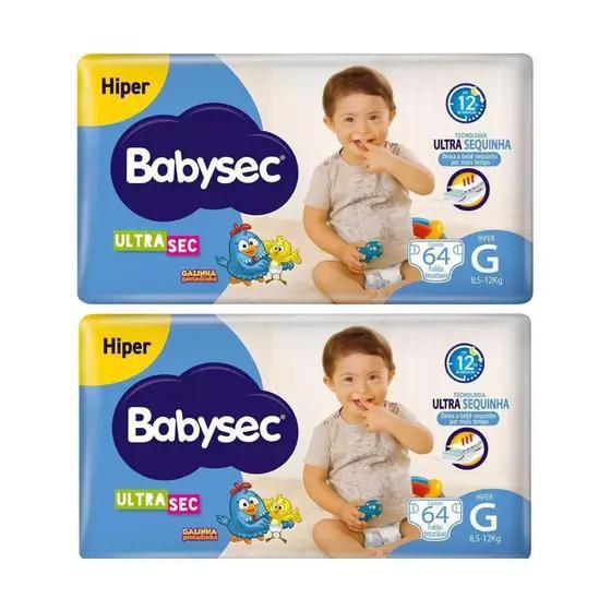Fraldas Infantil Babysec Hiper 2 Pacotes Tamanho G de 8,5 á 12 Kg ...