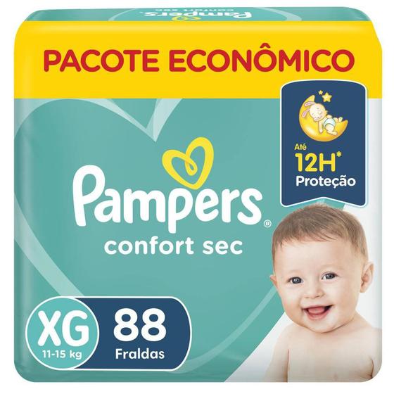 Fraldas Pampers Confort Sec XG 88 Unidades - Fralda Descartável ...