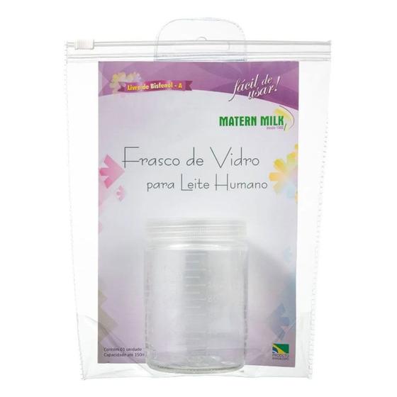 Frasco em Vidro Para Leite Materno Matern Milk 150ml - Recipiente ...